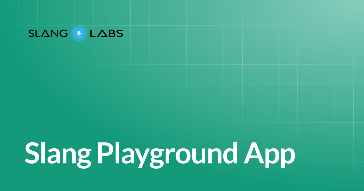 Slang Playground App | CONVA Search Documentation